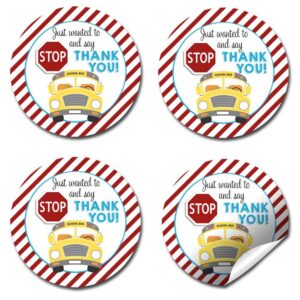 Stop to Say Thanks Traffic Themed School Bus Driver Appreciation Thank You Sticker Labels, 40 2" Party Circle Stickers by AmandaCreation, Great for Envelope Seals & Gift Bags