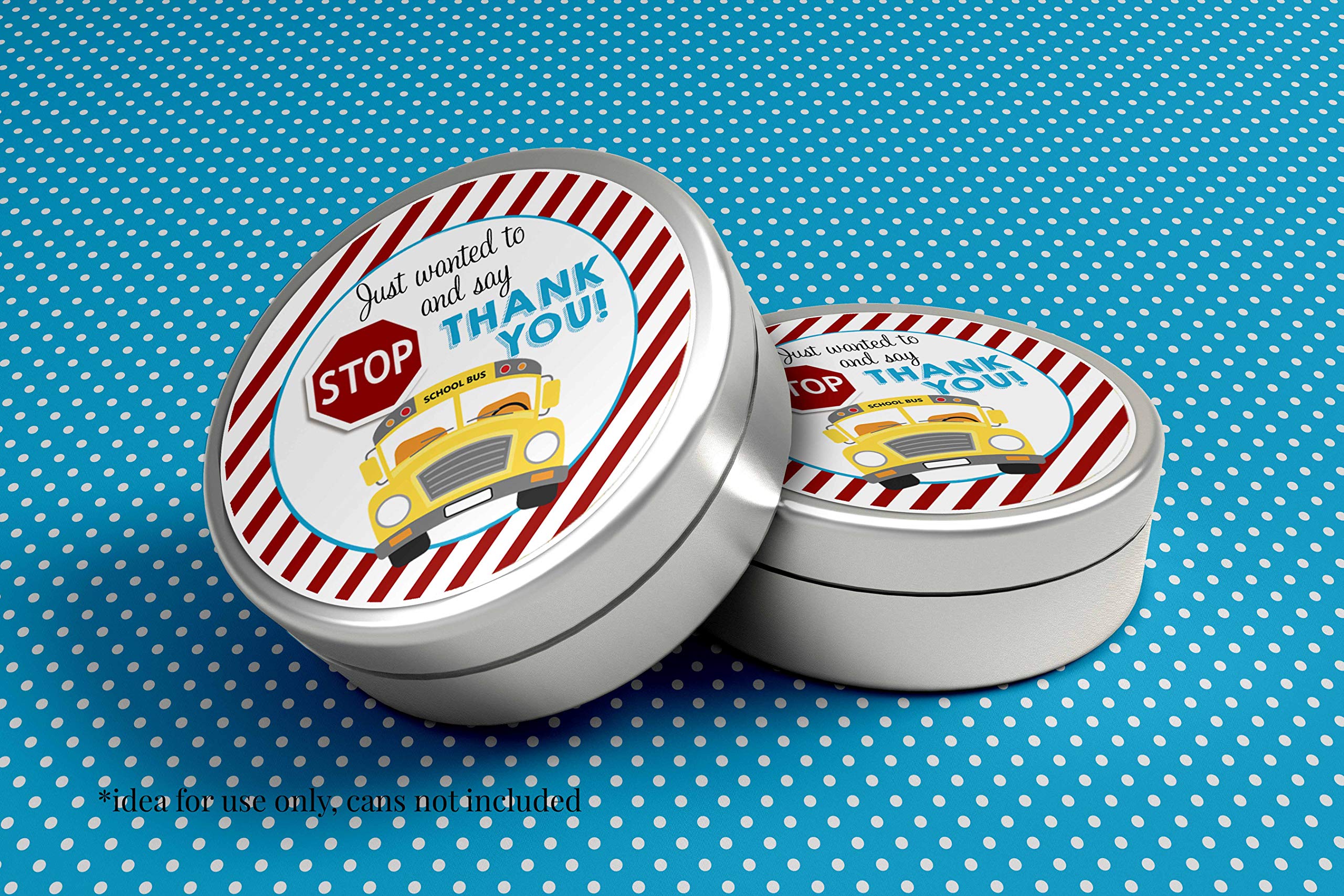 Stop to Say Thanks Traffic Themed School Bus Driver Appreciation Thank You Sticker Labels, 40 2" Party Circle Stickers by AmandaCreation, Great for Envelope Seals & Gift Bags