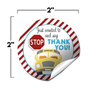 Stop to Say Thanks Traffic Themed School Bus Driver Appreciation Thank You Sticker Labels, 40 2" Party Circle Stickers by AmandaCreation, Great for Envelope Seals & Gift Bags