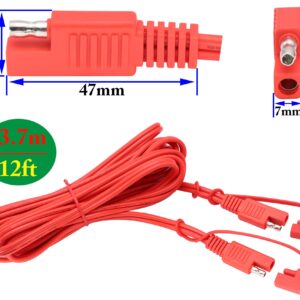 zdyCGTime SAE Power Automotive Extension Cable SAE to SAE Extension Cable 18 Gauge 2 Pin Wire Harness Heavy Duty DC Cord Quick Disconnect/Connect with Waterproof Cap18 AWG 12Ft/3.7m