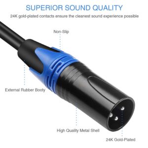 Disino 1/8 Inch to Dual XLR Male Y-Splitter Cable,Unbalanced 3.5mm Mini Jack TRS Stereo Aux to Double Male XLR Adapter Interconnect Breakout Patch Cord - 3.3 Feet/1 Meter