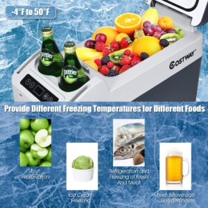 COSTWAY Portable Car Refrigerator, -4°F to 50°F, 12L Compact RV Fridge Cooler with Operating Panel, Electric Fridge for Vehicle, Travel, Camping, Outdoor and Home Use