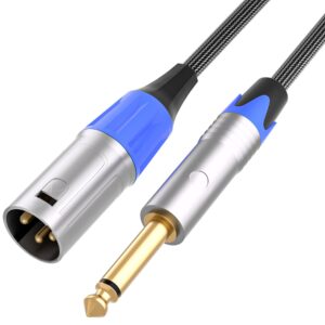 tisino xlr to 1/4” ts cable, quarter inch mono to xlr male unbalanced interconnect cable cord for amplifiers, instruments - 3 feet