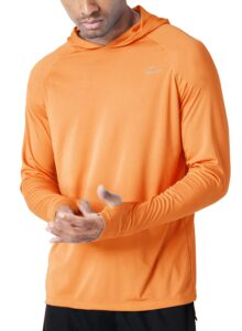 willit men's upf 50+ sun protection hoodie shirt long sleeve spf fishing outdoor uv shirt hiking lightweight orange m