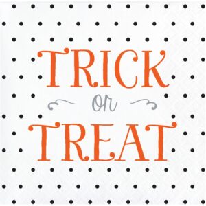 creative converting trick or treat halloween beverage napkins, 5", multi-color