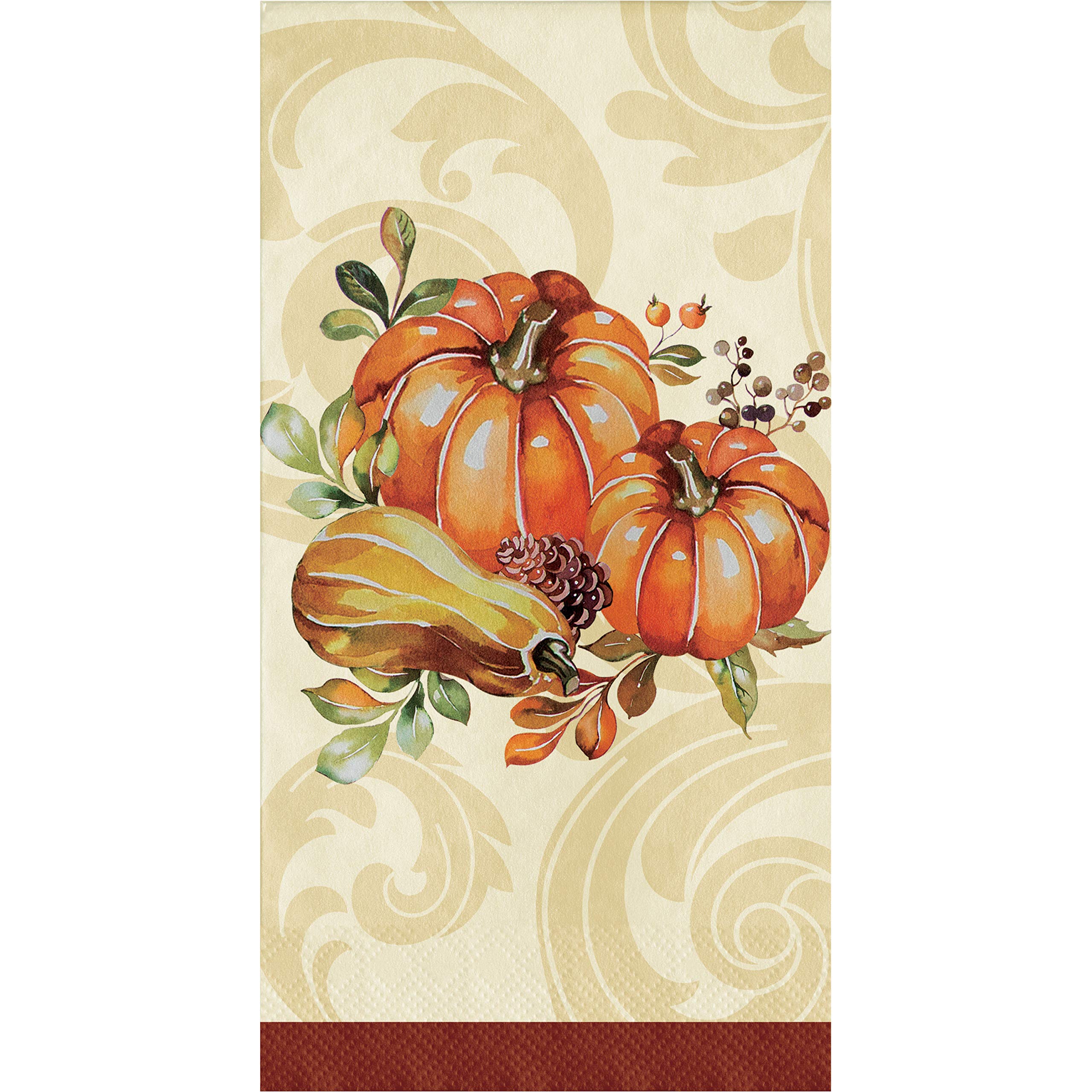 Creative Converting Autumn Wreath Dinner Napkins, 8" x 4", Multi-color