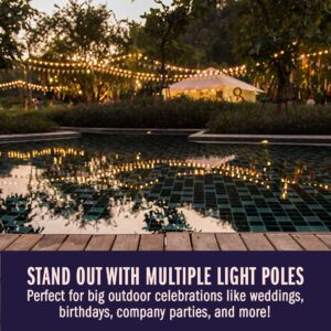 Holiday Styling String Light Poles for Outdoor String Lights - Metal Light Pole w/Hooks for Outdoor String Lighting - Patio Light Accessories Ideal for Backyard, Weddings, and Parties