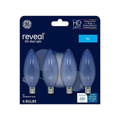 GE Reveal 60-Watt Dimmable B10 Light Fixture 42973 Incandescent Light Bulb (4-Pack)