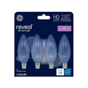 ge reveal 25-watt dimmable b10 light fixture 42974 incandescent light bulb (4-pack) light bulb