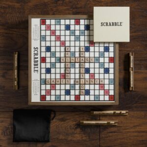 WS Game Company Scrabble Deluxe Vintage Edition with Rotating Game Board