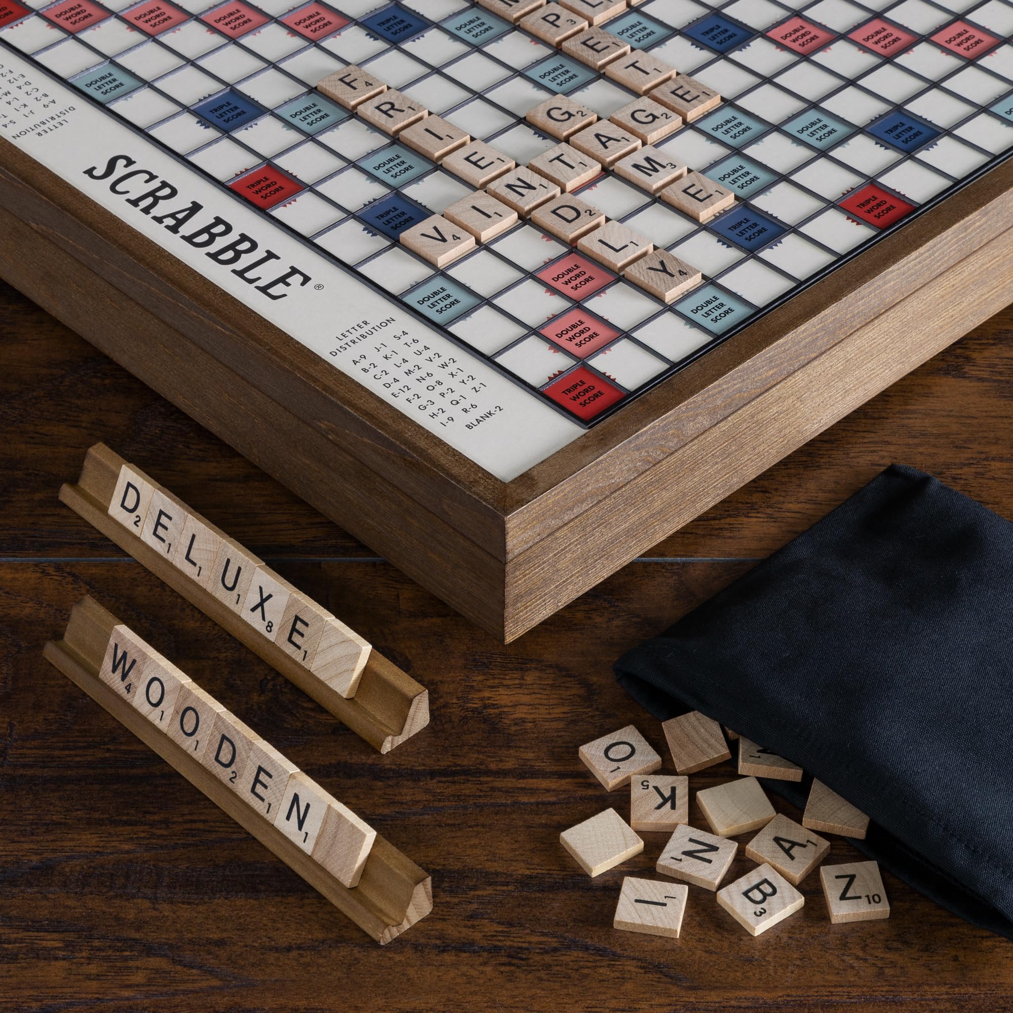 WS Game Company Scrabble Deluxe Vintage Edition with Rotating Game Board