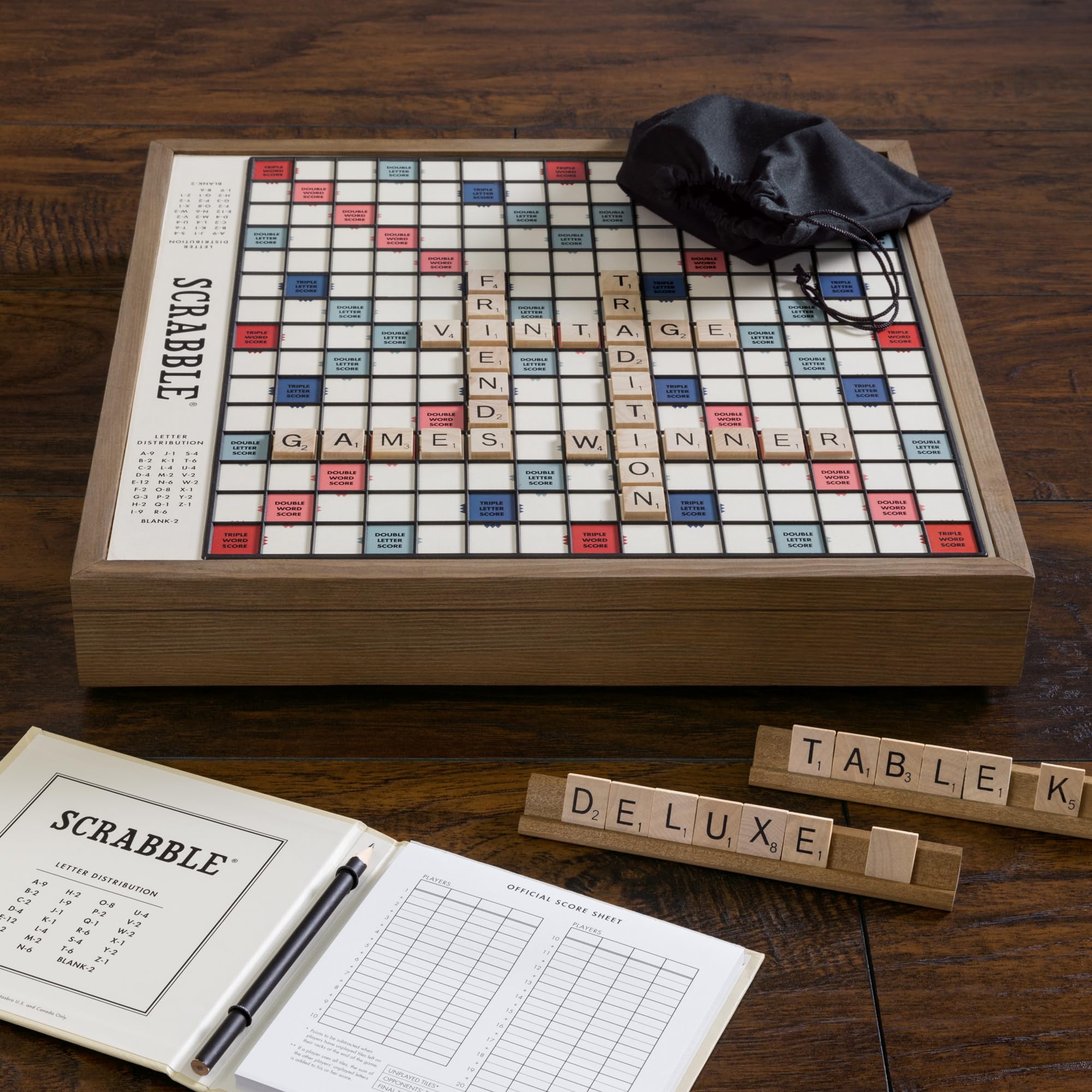 WS Game Company Scrabble Deluxe Vintage Edition with Rotating Game Board