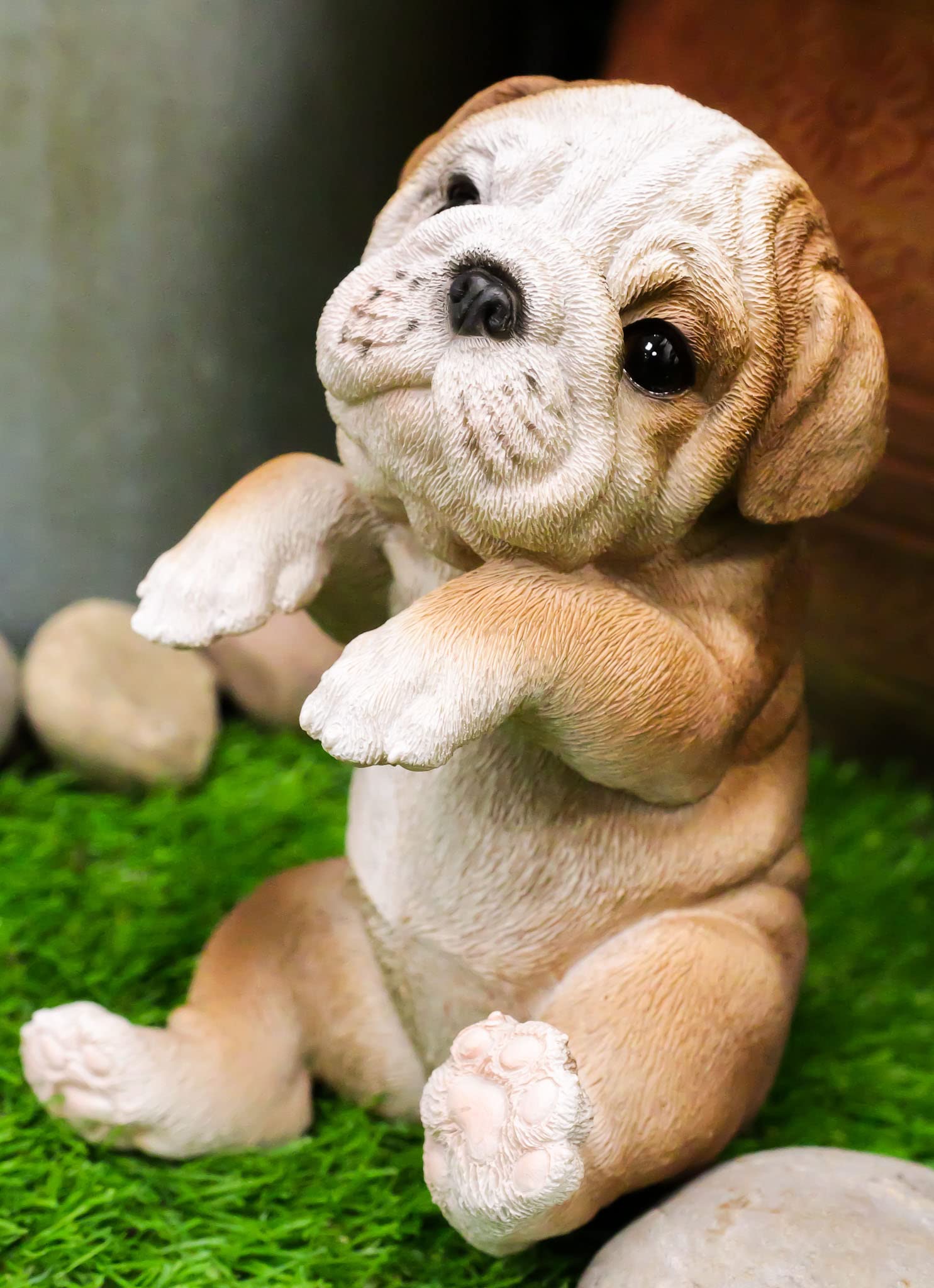 Ebros Lifelike Pot Pal Hanging Bulldog Puppy Pooch Dog Statue 7.5" Tall with Glass Eyes Hand Painted Realistic Bulldogs Pedigree Dogs Decor Figurine Animal Pet Sculpture Garden Patio Decorative