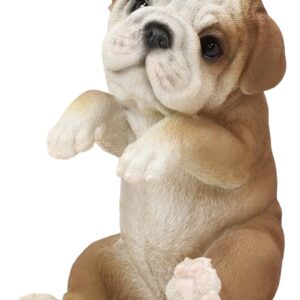 Ebros Lifelike Pot Pal Hanging Bulldog Puppy Pooch Dog Statue 7.5" Tall with Glass Eyes Hand Painted Realistic Bulldogs Pedigree Dogs Decor Figurine Animal Pet Sculpture Garden Patio Decorative