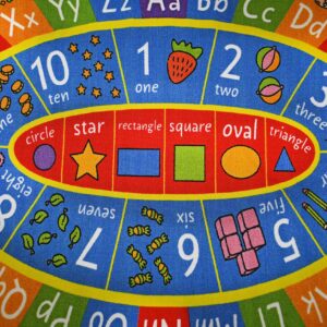 KC Cubs Playtime Collection ABC Alphabet, Numbers and Shapes Educational Learning & Game Area Oval Rug Carpet for Kids and Children Bedrooms and Playroom, Multicolor, 7' 8" x 9' 10'' (KCP010033-8x10)