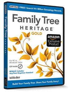 family tree heritage gold 16 - genealogy software - includes free searches to familysearch, the world's largest genealogy database - cd/pc