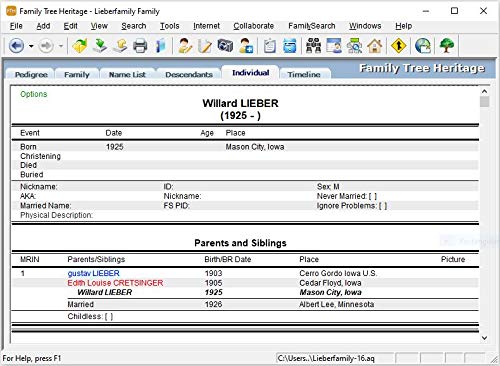 Family Tree Heritage Gold 16 - Genealogy Software - Includes Free Searches to FamilySearch, the World's Largest Genealogy Database - CD/PC