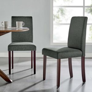 Modway Prosper Upholstered Fabric Dining Side Chair Set of 2, Gray