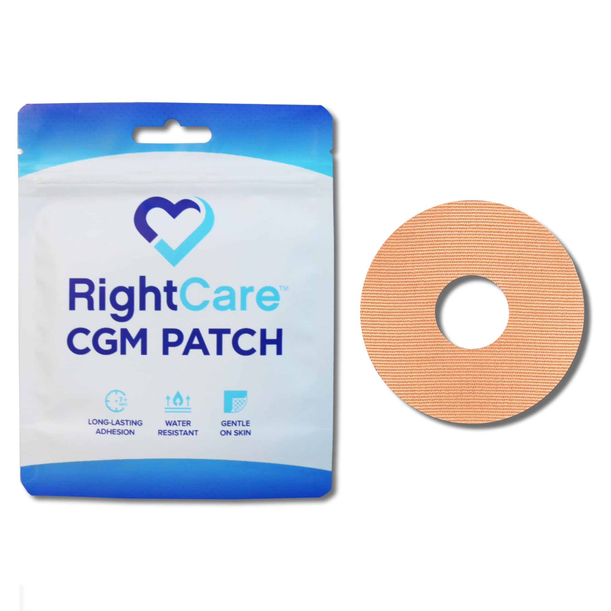 RightCare CGM Adhesive Patch for Libre Uncovered Circle (25-Pack), Tan