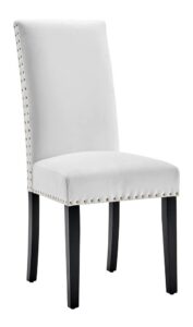 modway parcel performance velvet dining side chairs - set of 2, white