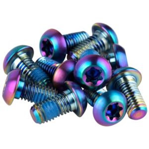 sram titanium t25 rotor bolt kit - rainbow, set of 12