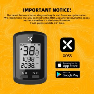 XOSS G GPS Bike Computer, Wireless Bluetooth Bike Speedometer and Odometer, Rechargeable Cycling Computer MTB Tracker with LCD Automatic Backlight Display, IPX7 Waterproof Fits All Bikes Electric Bike