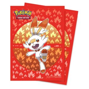 ultra pro e-15362 standard deck protector sleeves-pokemon sword & shield galar starters scorbunny (65 pack)