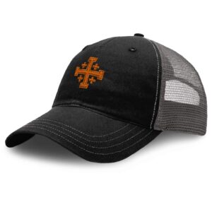 baseball cap jerusalem cross crusader e embroidery cotton soft mesh cap snapback black charcoal design only