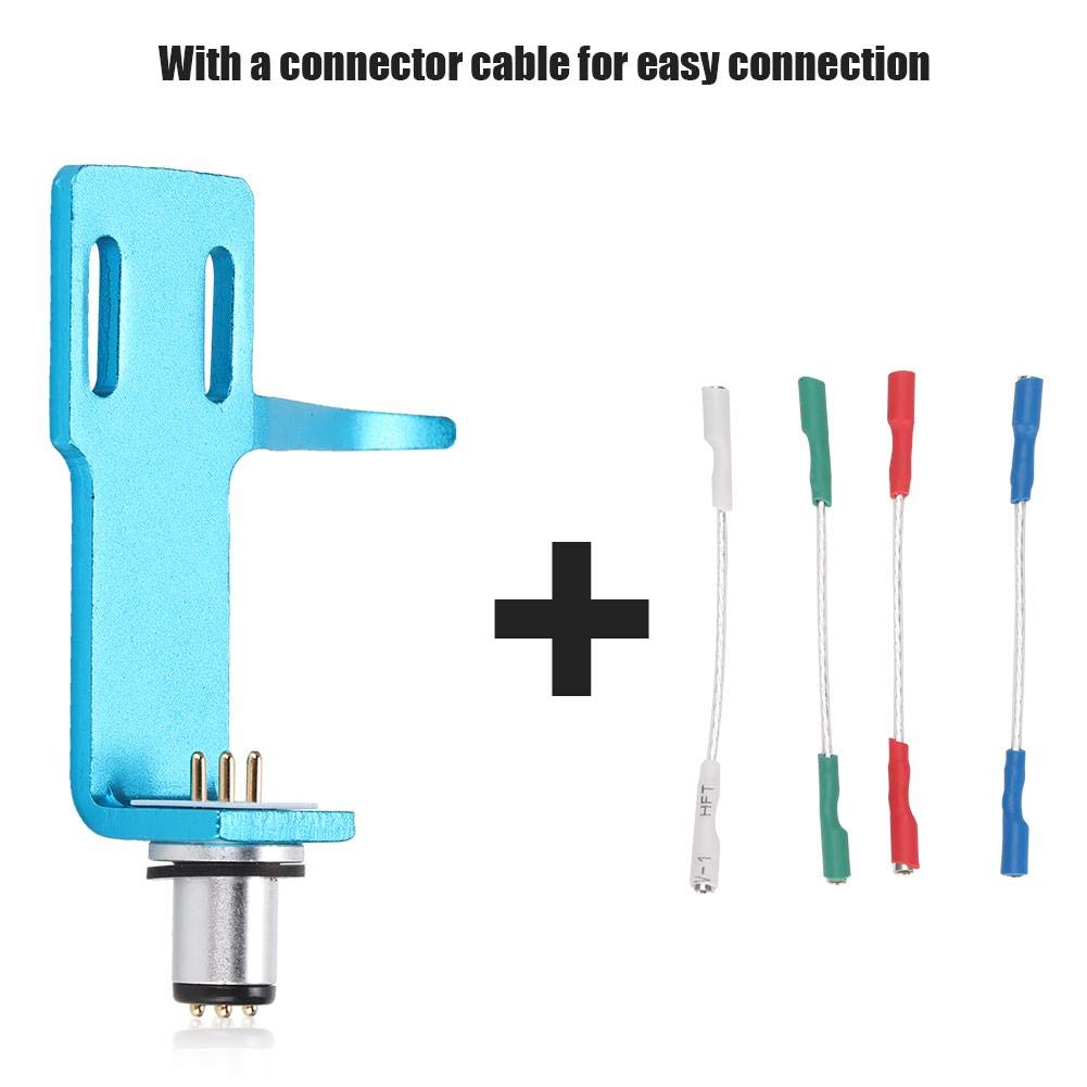 Mugast Phono Headshell Kit,6.4CM Aluminum Alloy Turntable Cartridge Phonograph Player Record Player Headshell,Include 4 Pcs Cables and 2 Pcs Screws (Blue)