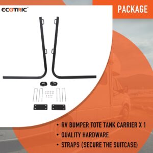 ECOTRIC RV Portable Waste Tote Tank Carrier RV Bumper Rack Support Bracket with Heavy-Duty Straps Secure Water Tank in Place During Travel