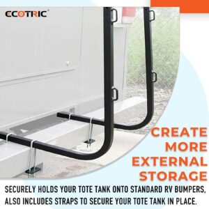 ECOTRIC RV Portable Waste Tote Tank Carrier RV Bumper Rack Support Bracket with Heavy-Duty Straps Secure Water Tank in Place During Travel