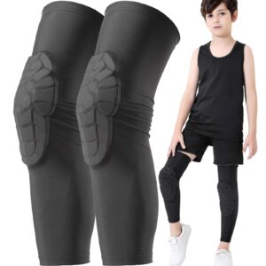 bohope kids youth 5-15 years padded leg compression sleeve knee guards protective for basketball, baseball, football goalkeeper, volleyball, skating, cycling.universal for boys and girls