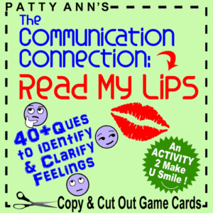 oral communication skills activity: interpret, clarify & read lip language & feeling task cards *no prep printable *copy & cut out *game activity fun!