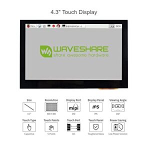 Waveshare 4.3inch Capacitive Touch Display Compatible with Raspberry Pi Pi 4B/3B+/3A+/3B/2B/B+/A+/CM3/3+/4 800×480 Resolution IPS Wide Angle MIPI DSI Interface