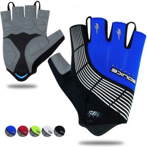 souke sports cycling bike gloves padded half finger bicycle gloves shock-absorbing anti-slip breathable mtb road biking gloves for men/women blue large