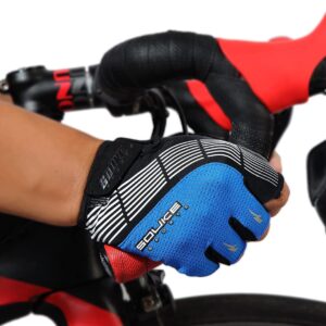 Souke Sports Cycling Bike Gloves Padded Half Finger Bicycle Gloves Shock-Absorbing Anti-Slip Breathable MTB Road Biking Gloves for Men/Women Blue Large