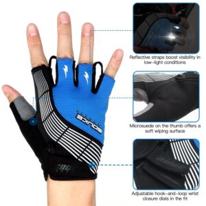 Souke Sports Cycling Bike Gloves Padded Half Finger Bicycle Gloves Shock-Absorbing Anti-Slip Breathable MTB Road Biking Gloves for Men/Women Blue Large