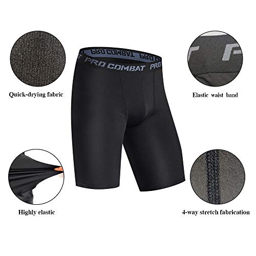 SWONES Men's Compression Shorts3 Pack,Workout Shorts,Running Shorts Black