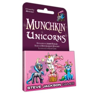 steve jackson games munchkin unicorns card game (mini-expansion) | 15 cards | adult, kids, & family game | fantasy adventure roleplaying game | ages 10+ | 3-6 players | avg play time 120 min | from