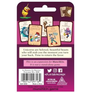 Steve Jackson Games Munchkin Unicorns Card Game (Mini-Expansion) | 15 Cards | Adult, Kids, & Family Game | Fantasy Adventure Roleplaying Game | Ages 10+ | 3-6 Players | Avg Play Time 120 Min | from