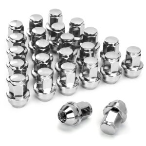 dynofit 24pcs 14x1.5 oem/stock lug nuts for 2015-2019 expedition/f-150, m14-1.5 one-piece design factory chrome wheel lugnuts for lincoln 2016-2018 mkx, 21mm hex anti-rusting updated