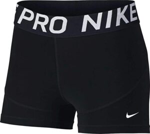 nike women's pro 3" training shorts (large, black white)