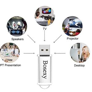 USB Flash Drives 1GB 10 Pack, Bosexy Thumb Drives Cap Design USB 2.0 Stick with Led Indicator Lanyards(5 Mixed Colors: Black Blue Silver Purple Red)