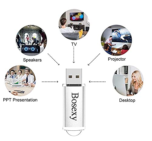 USB Flash Drives 1GB 10 Pack, Bosexy Thumb Drives Cap Design USB 2.0 Stick with Led Indicator Lanyards(5 Mixed Colors: Black Blue Silver Purple Red)