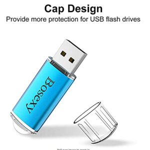 USB Flash Drives 1GB 10 Pack, Bosexy Thumb Drives Cap Design USB 2.0 Stick with Led Indicator Lanyards(5 Mixed Colors: Black Blue Silver Purple Red)