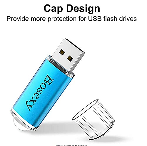 USB Flash Drives 1GB 10 Pack, Bosexy Thumb Drives Cap Design USB 2.0 Stick with Led Indicator Lanyards(5 Mixed Colors: Black Blue Silver Purple Red)