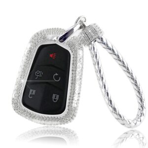 pgone car key case key shell fob key cover key chain lady key ring with bling rhinestones diamond crystals for cadillac atsl xt5 ct6 xts xt4 ats