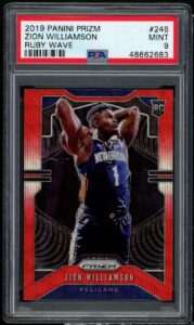 2019-20 panini prizm - zion williamson - 1st official prizm rookie card - new orleans pelicans nba basketball rookie card - graded psa 9 mint rc card #248