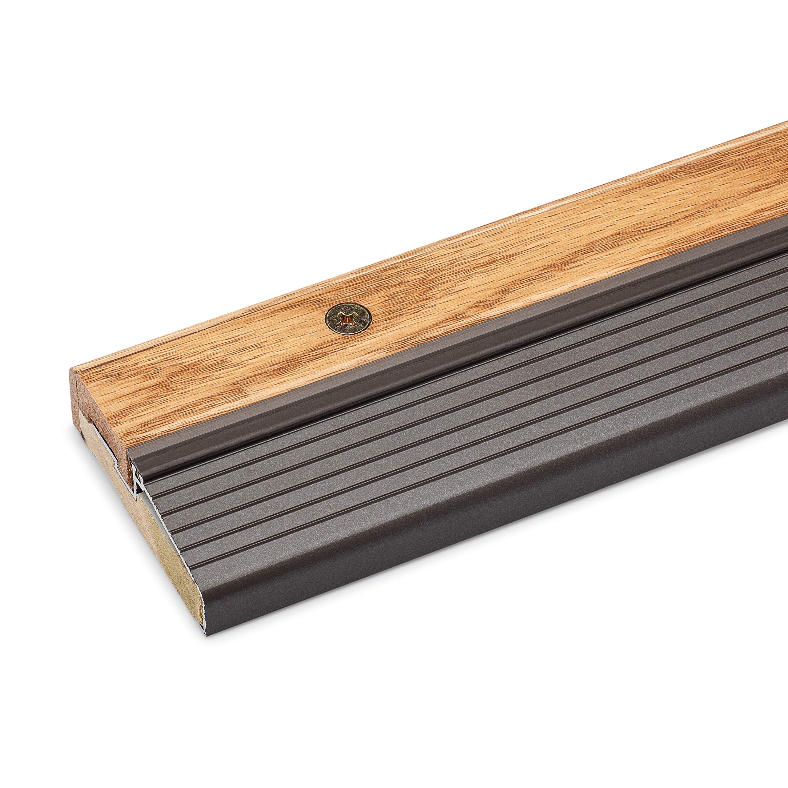 Oak & Aluminum Adjustable Threshold 3 5/8" Wide Adjustable from 1 1/8" to 1 1/2" High (36" Brown)