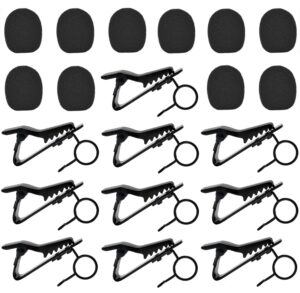 20 pcs metal lapel mic clips sponge cover kit, metal lavalier tie clips with foam windscreen covers, lapel microphone clips cover kit